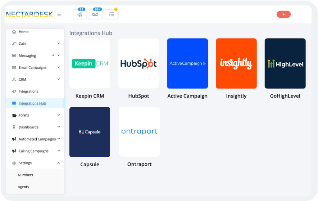 Integration Hub | Nectar Desk Knowledgebase