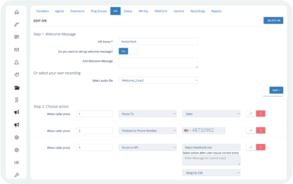IVR - Call Center Software in the Cloud - Nectar Desk